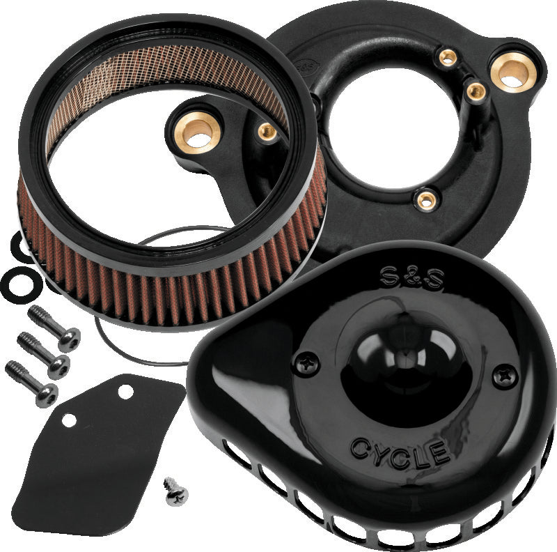 S&S Cycle 2017+ M8 Models Stealth Air Cleaner Kit w/ Gloss Black Mini ...
